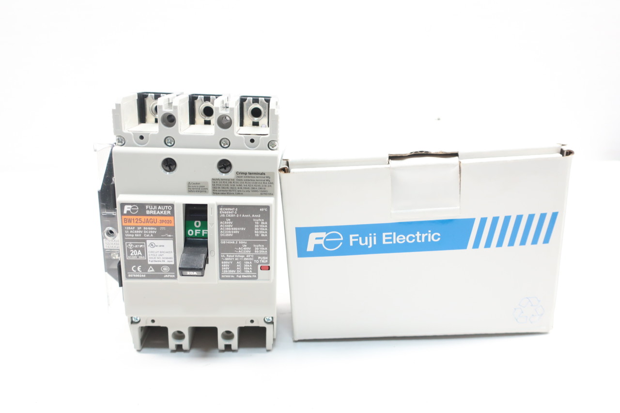 Fuji BW125JAGU-3P020 Molded Case Circuit Breaker 3p 20a Amp 600v-ac